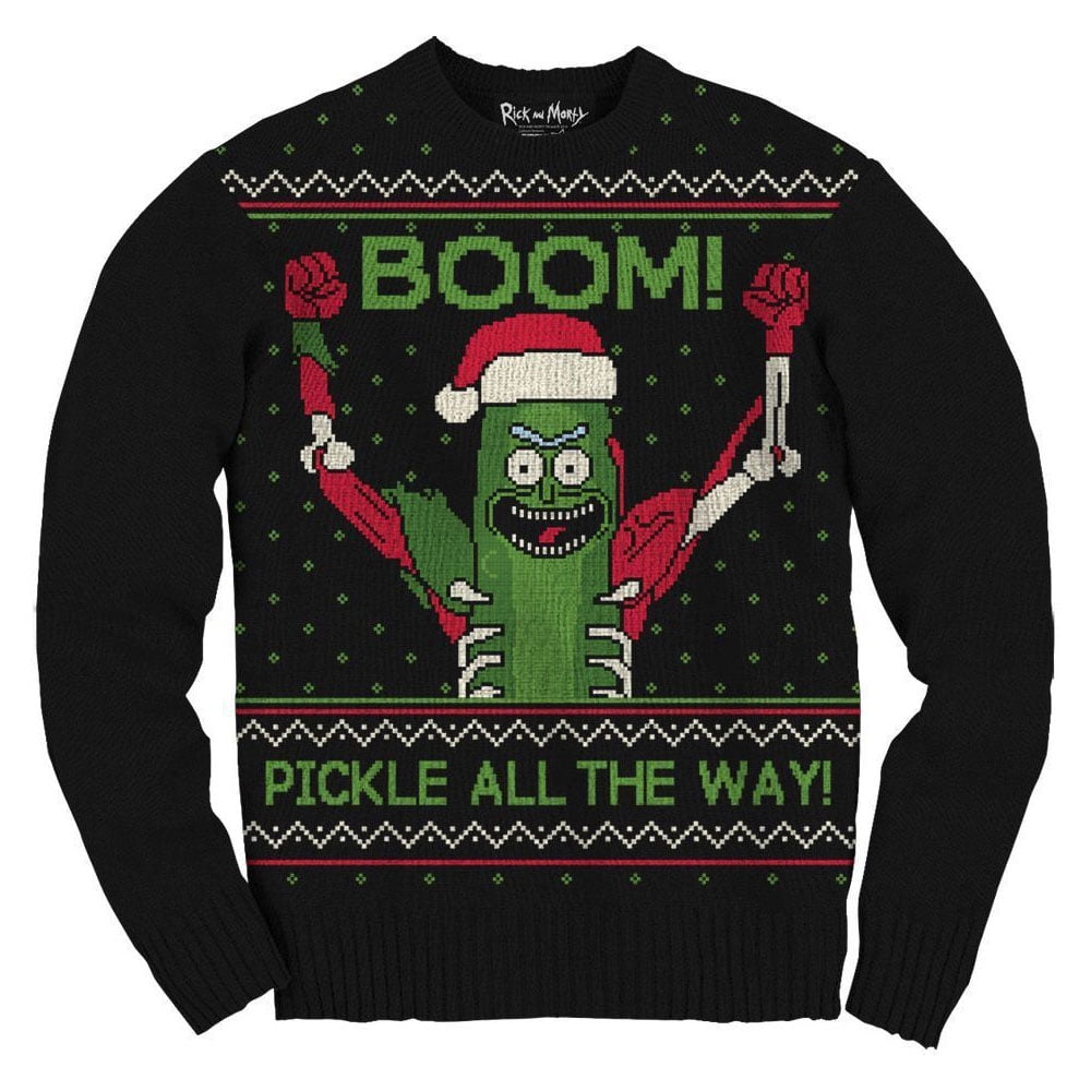 Rick and Morty Boom Pickle Rick Adult Sweater Large Black - Walmart.com