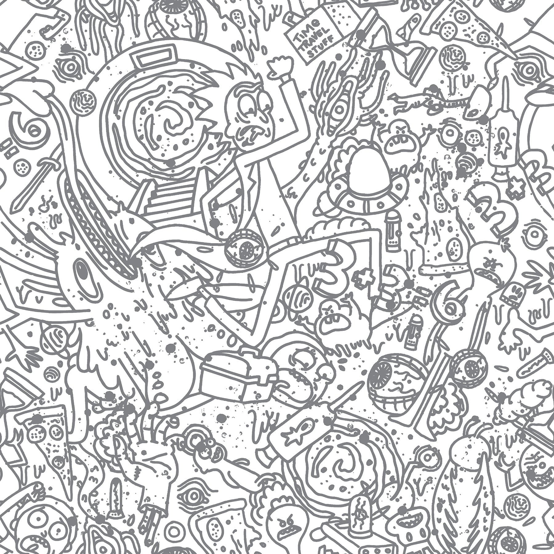 Rick and Morty Doodle Peel & Stick Wallpaper - Walmart.com
