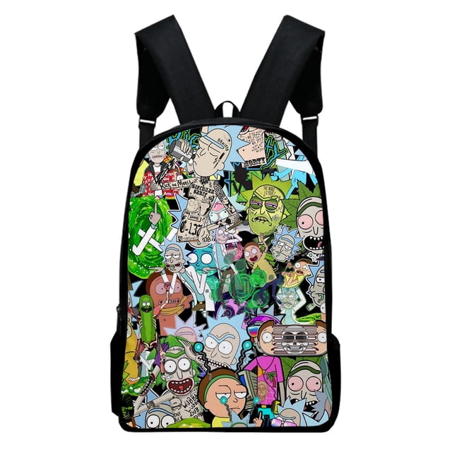 Rick and Morty Merch Oxford Cloth Shoulder Backpack Multi Zipper Pack ...