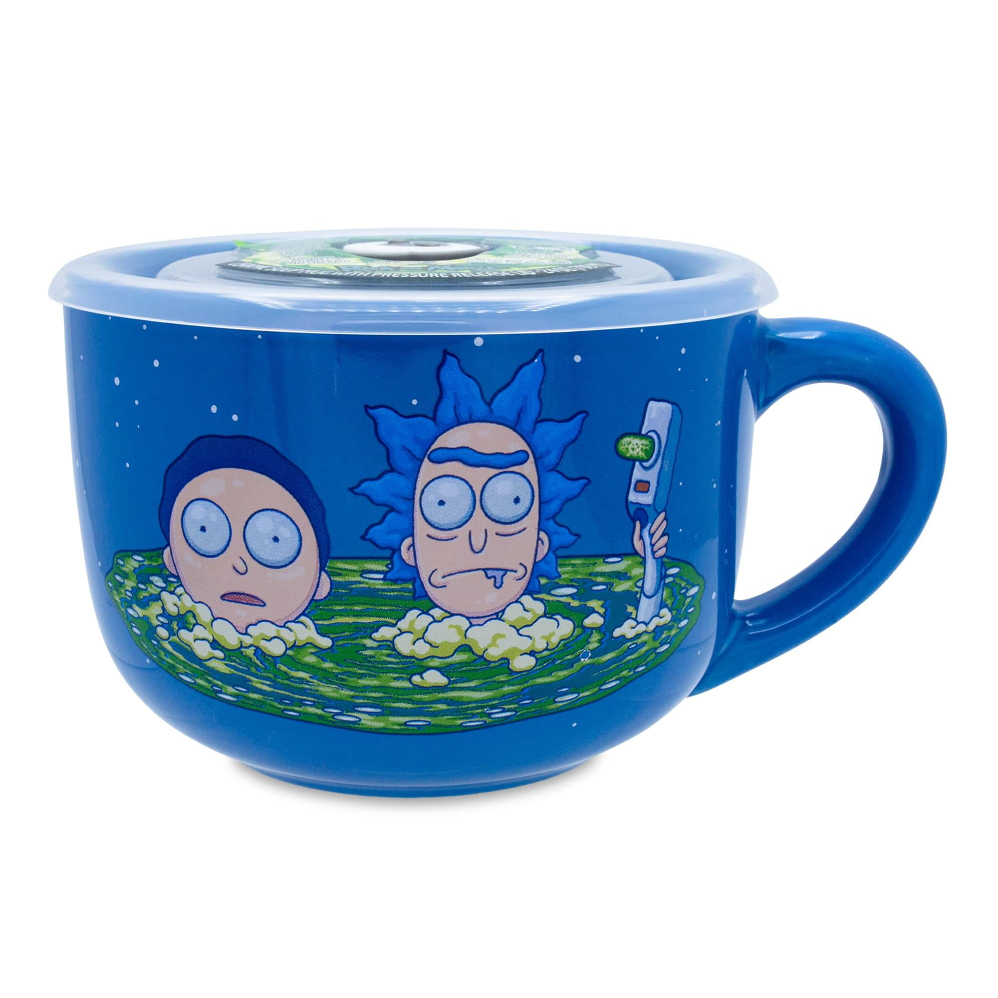 Rick and Morty Portal Heads Ceramic Soup Mug With Lid | Holds 24 Ounces ...