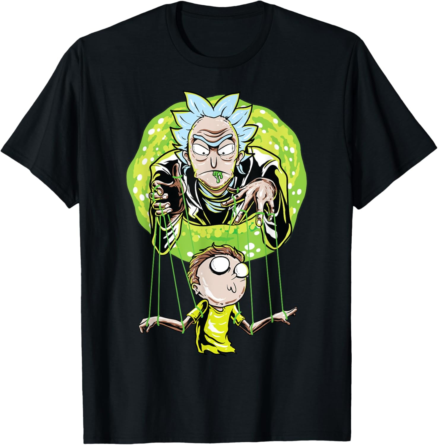 Rick and Morty - Rick And Morty Puppet And Space Portal T-Shirt T-Shirt ...