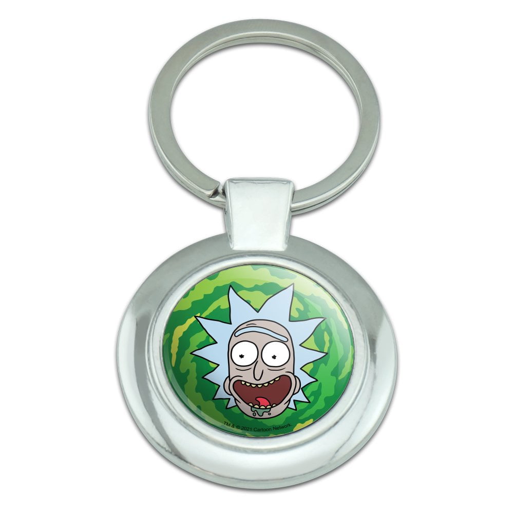 Rick and Morty Rick Headshot Keychain Classy Round Chrome Plated Metal ...