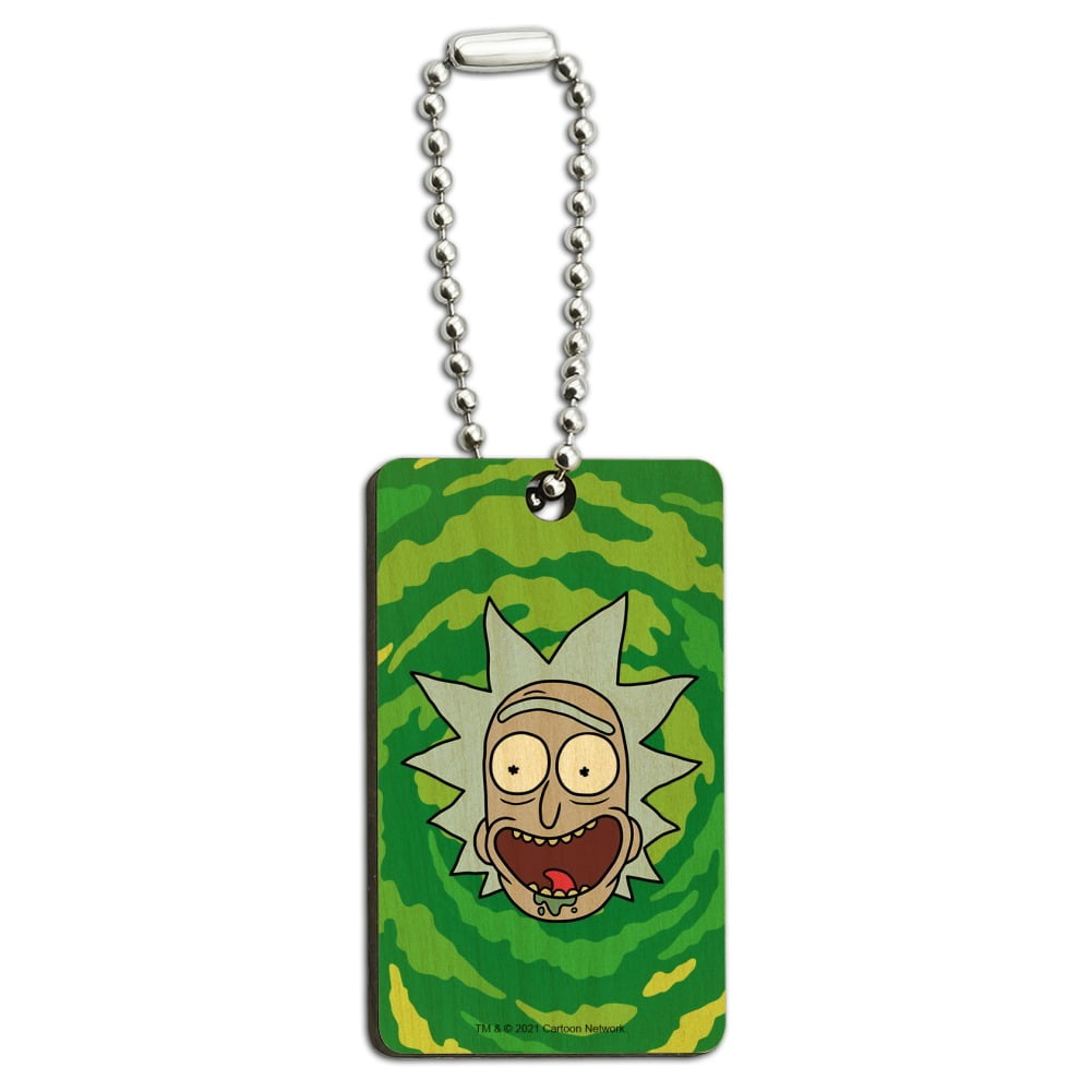 Rick and Morty Rick Headshot Wood Wooden Rectangle Keychain Key Ring ...