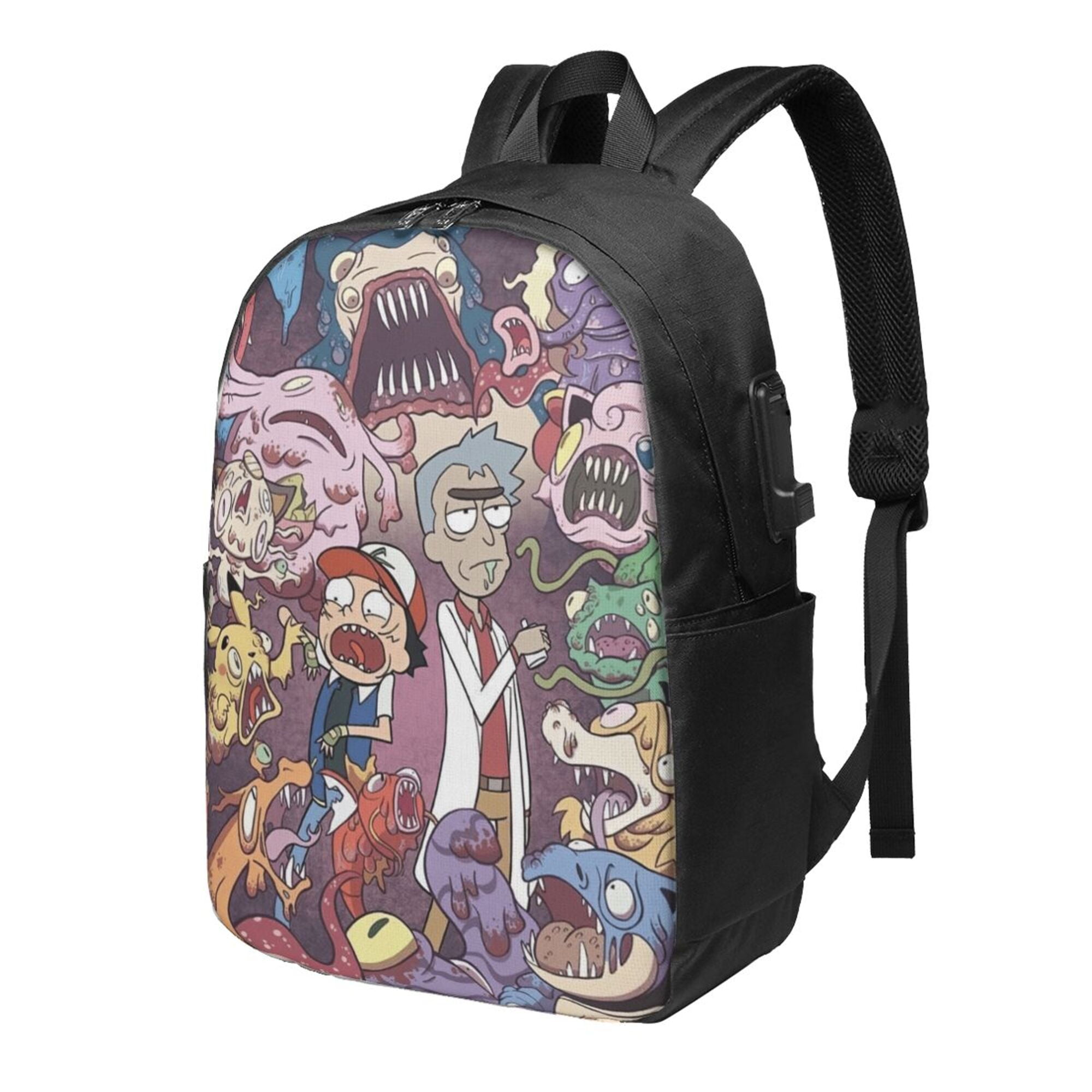 Rick and Morty Travel Laptop Backpack 17 Inch Backpack with USB Charger ...