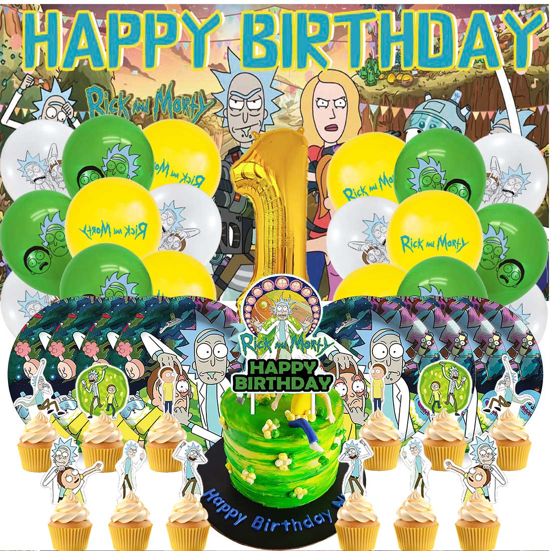 Rick and morty Balloons Party Supplies 1st Decor Tableware Birthday ...