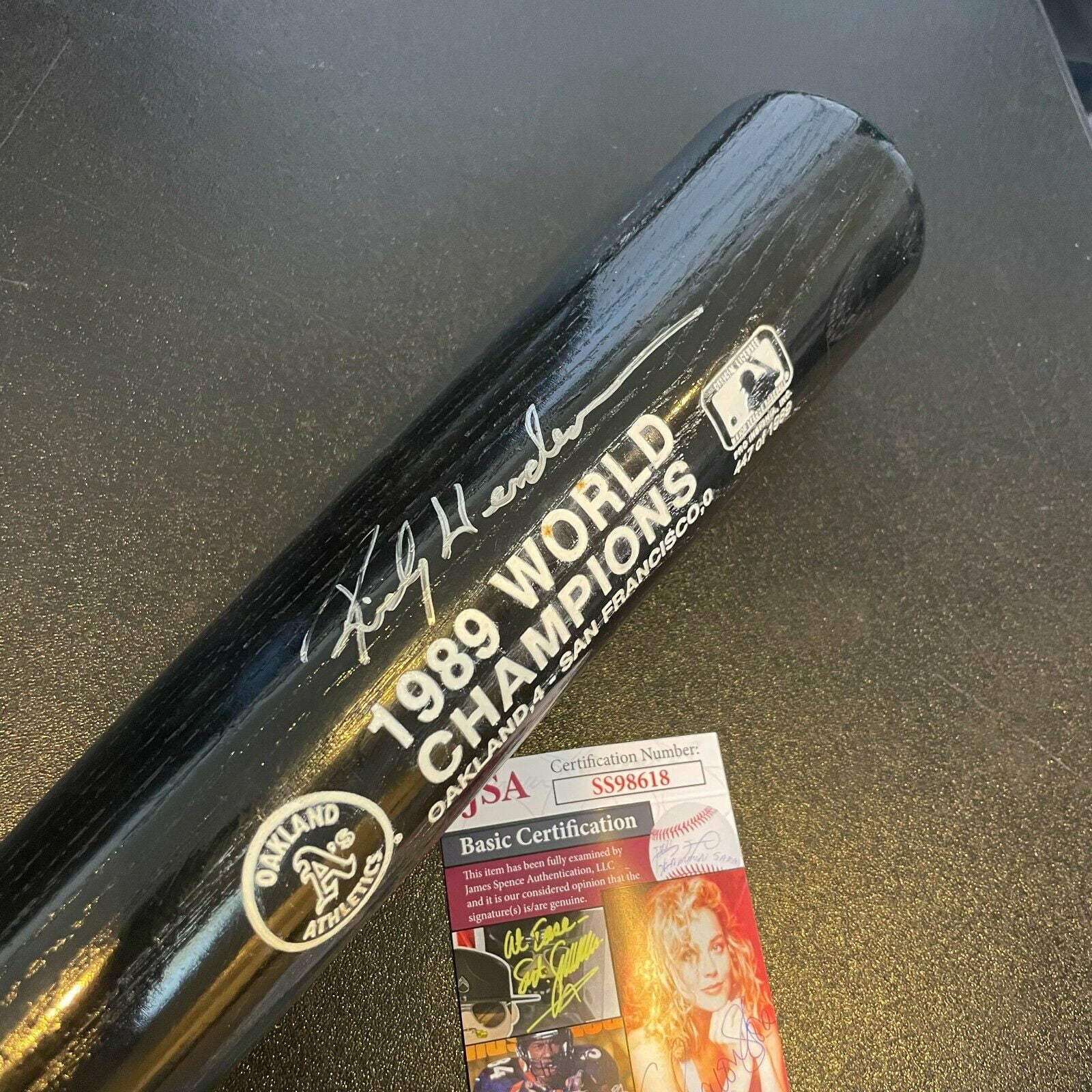 Rickey Henderson Signed 1989 World Series Champs Game Model Bat JSA COA ...