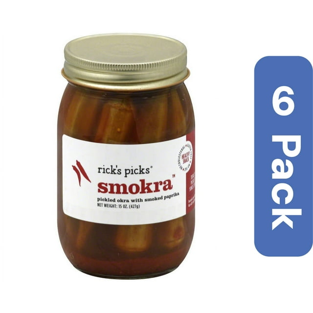 Ricks Picks Smokra Pickled Okra with Smoked Paprika, 15 oz, (Pack of 6) - Walmart.com