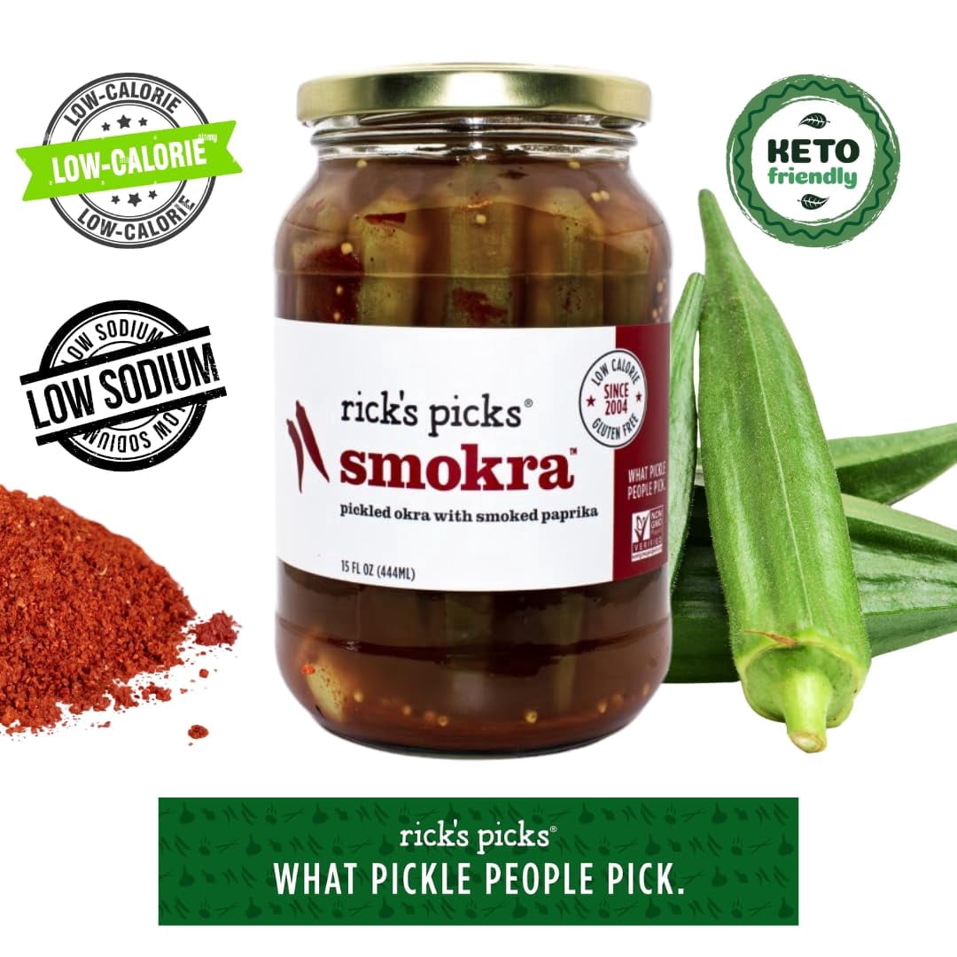 Ricks Picks Smokra – Spicy Pickled Okra with Smoked Paprika, 15 oz ...