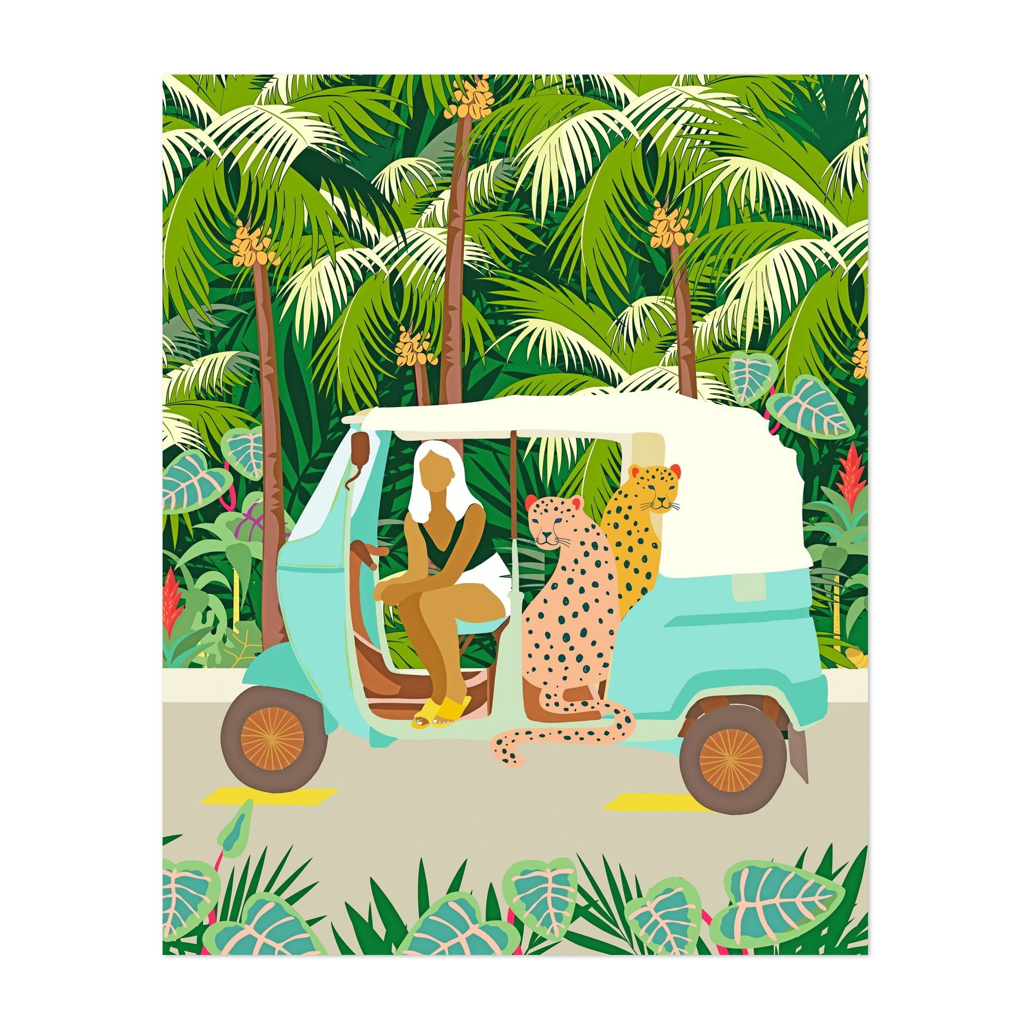 Rickshaw ride in Bali main - India Illustration Jungle Tropical Animal ...