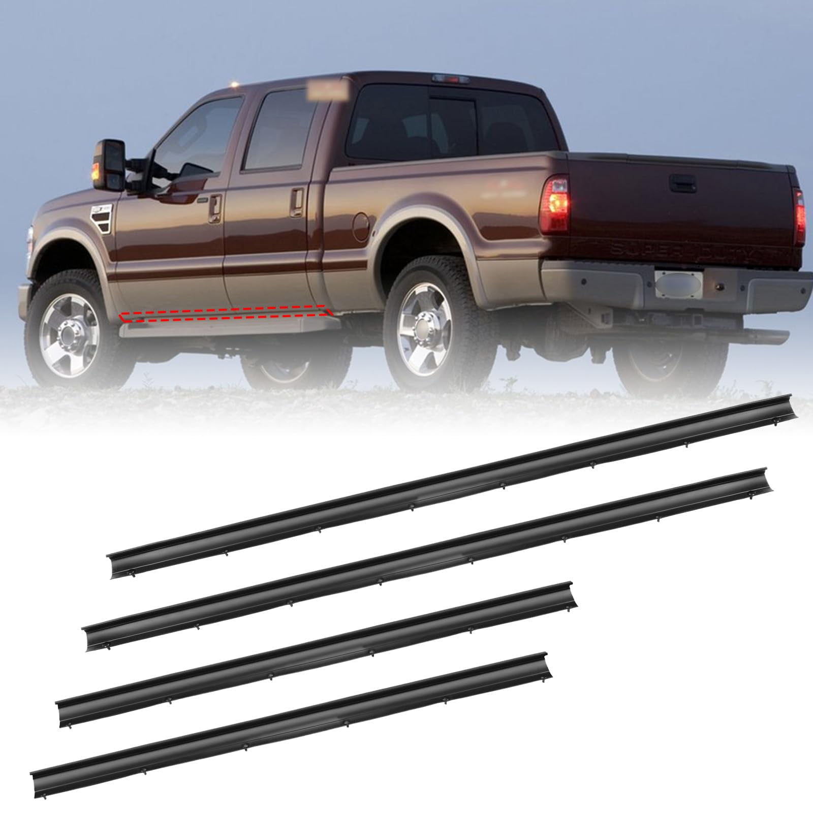 Ricmjend Car Lower Door IFF17 Rubber Felt Trim Seal Weatherstrip Kit Fit for 1999-2016 F250 F350 ...