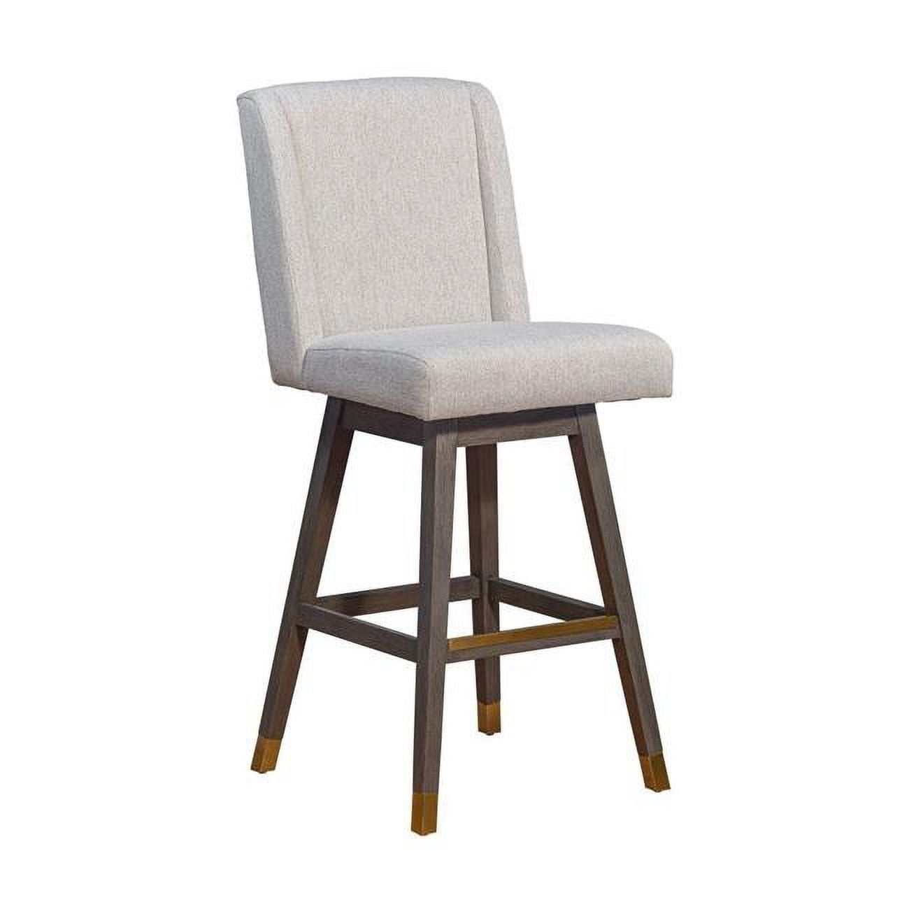 Rico 30 Inch Swivel Barstool Wingback Chair, Taupe Fabric, Gray Wood ...