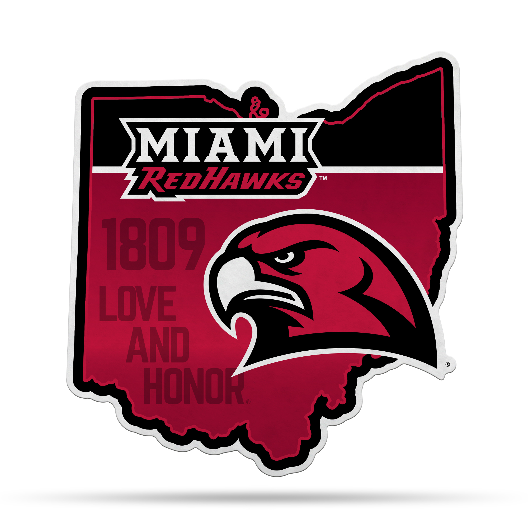 Rico Industries Miami of Ohio Red College Classic State Shape Cut ...