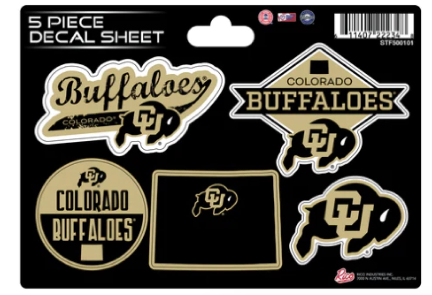 Rico Industries NCAA Colorado Buffaloes 5-Piece Die-Cut Decal Sheet 7 ...