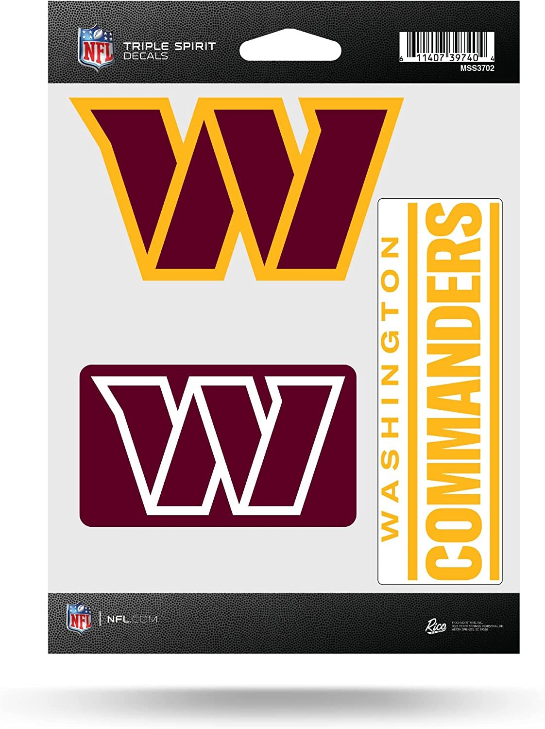 Rico Industries NFL Washington Commanders 5" x 7" Die-Cut Decal ...