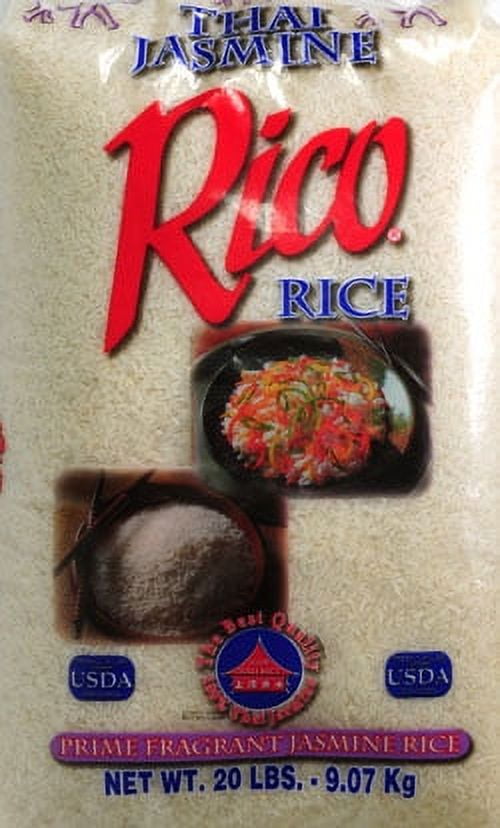 Rico Thai Jasmine Rice 20 lb Low Fat Cholesterol Free Made in Puerto ...