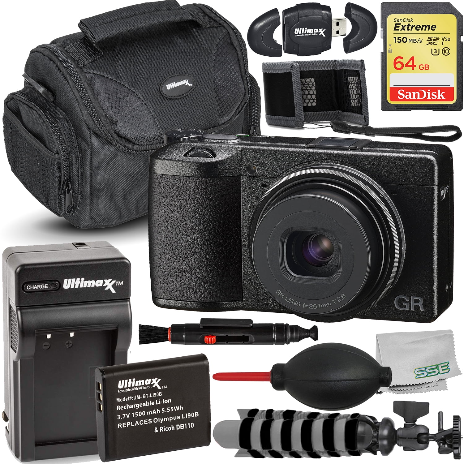 Ricoh GR IIIx Digital Photography Camera with 64GB SDXC, Battery ...