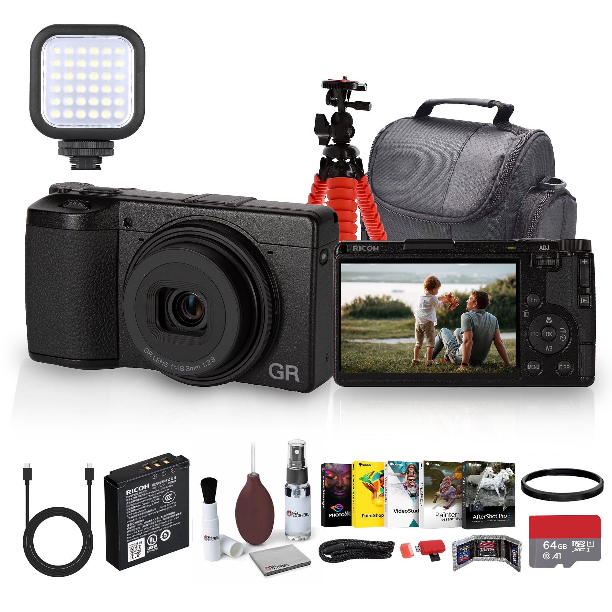 Ricoh GR IV Digital Camera with 28mm f/2.8 Lens Bundle + 64GB Card, Bag ...