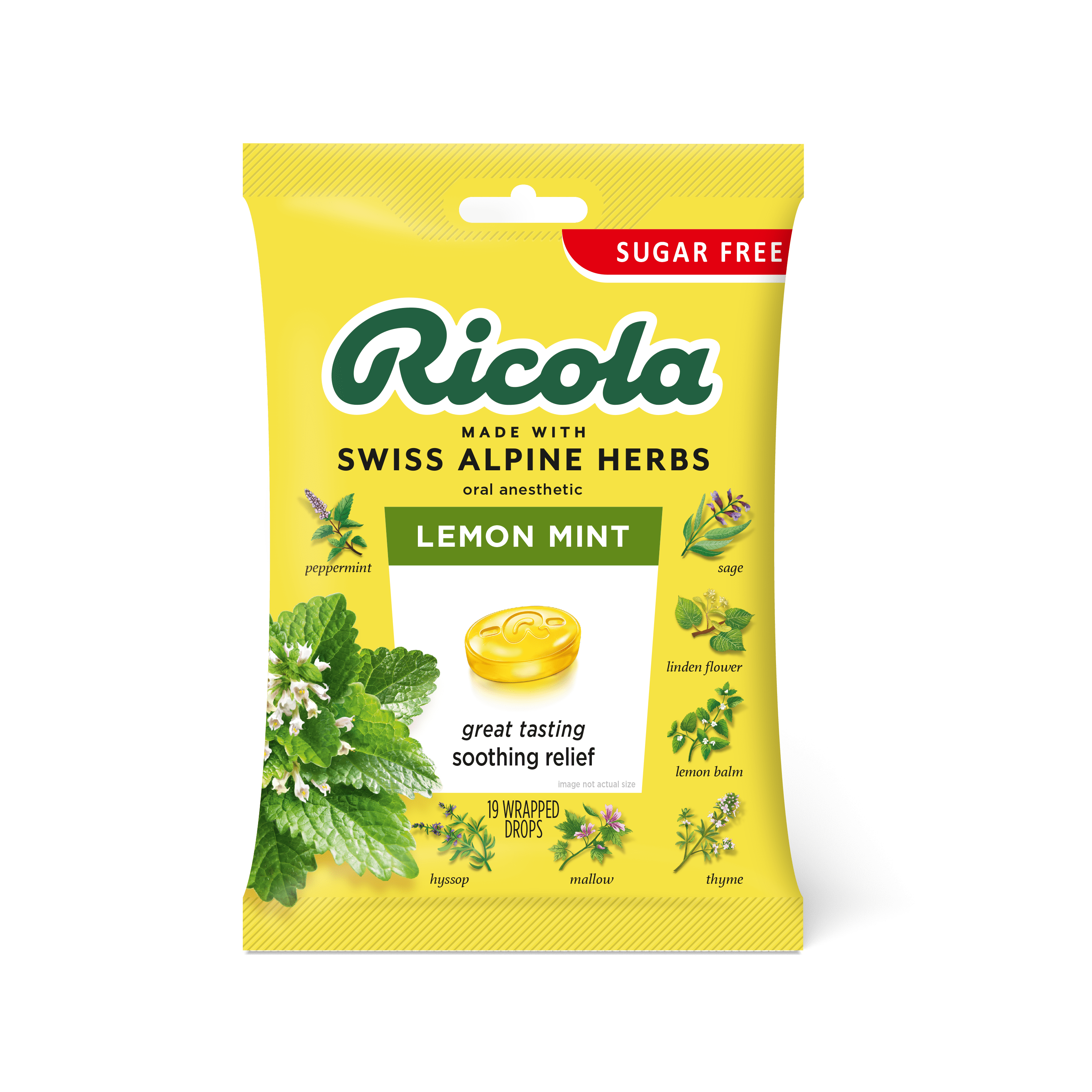 Ricola Herb Throat Drops for Cough and Dry Throat, Lemon Mint, 24 Drops ...