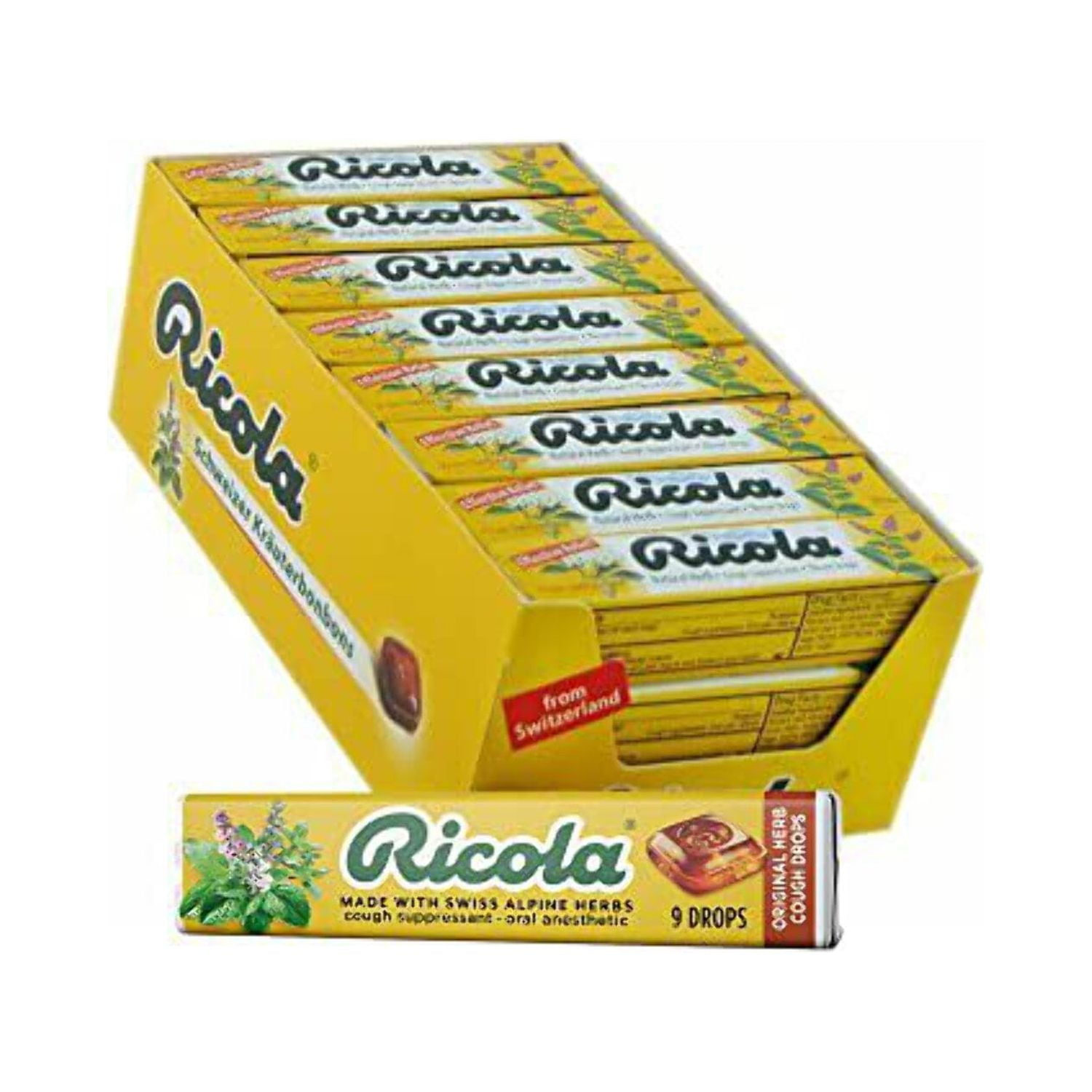 Ricola Original Herb Cough Suppressant Throat Drops Stick 20 ct | Naturally Soothing Long ...