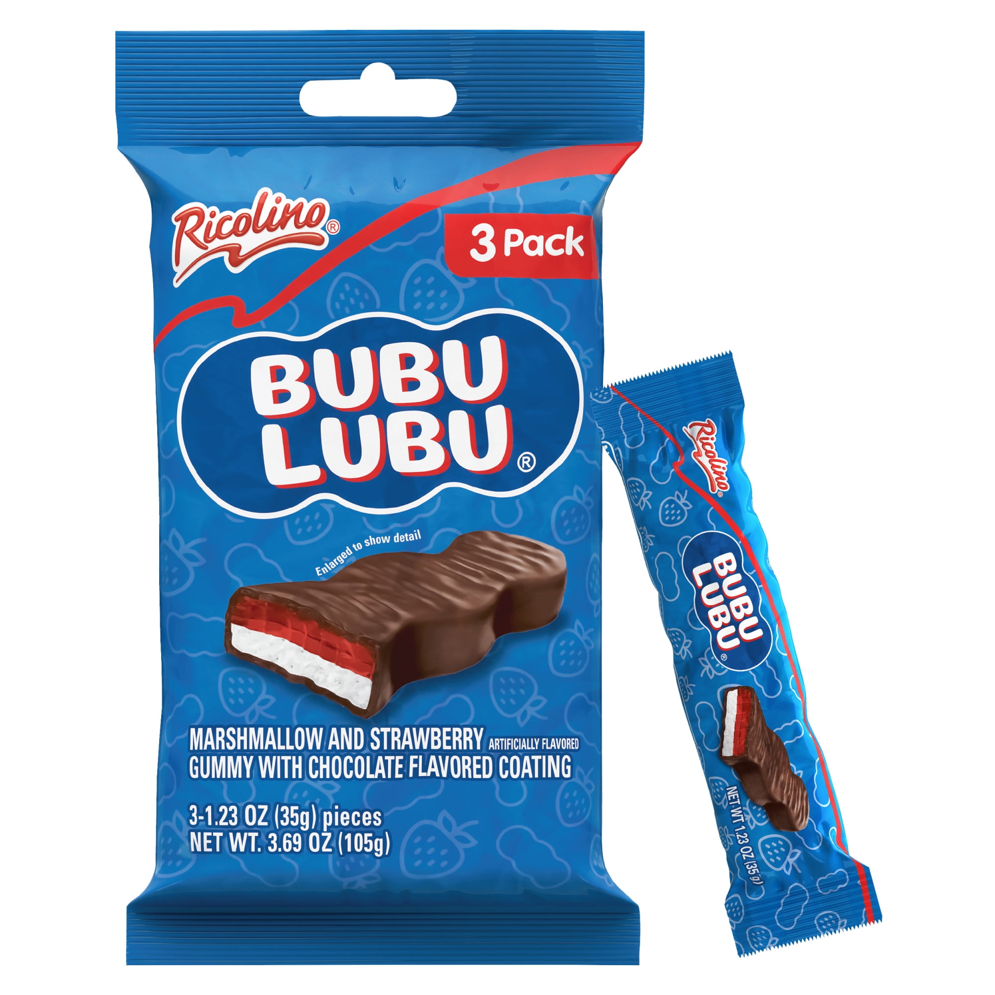 Ricolino Bubulubu 3 Ct Bag, 1.23 oz Chocolate Flavored Marshmallow Bar ...