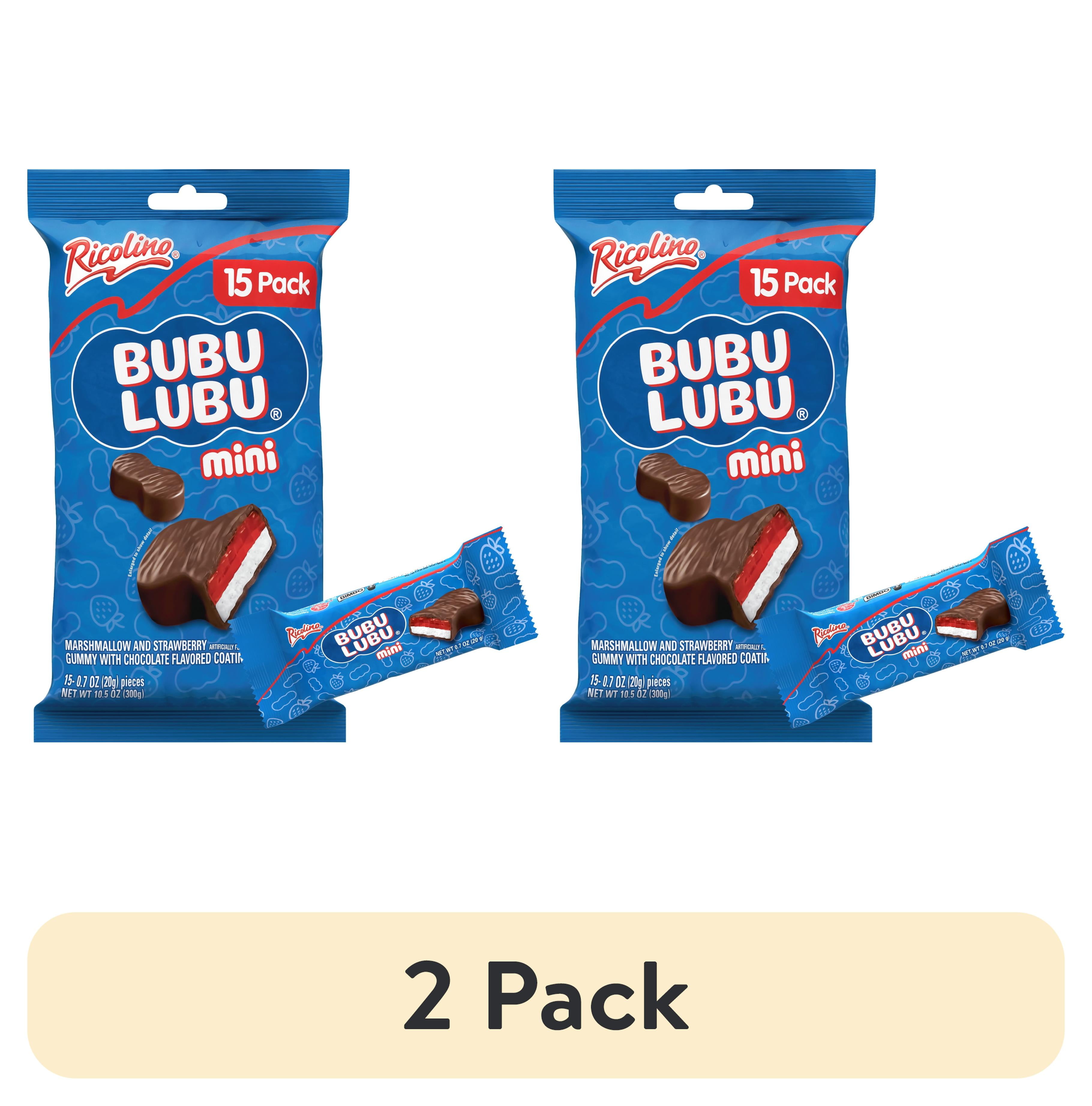 (2 pack) Ricolino Bubulubu Mini Chocolate Strawberry Gummy and Marshmallow Candy, 15 Count Bag ...