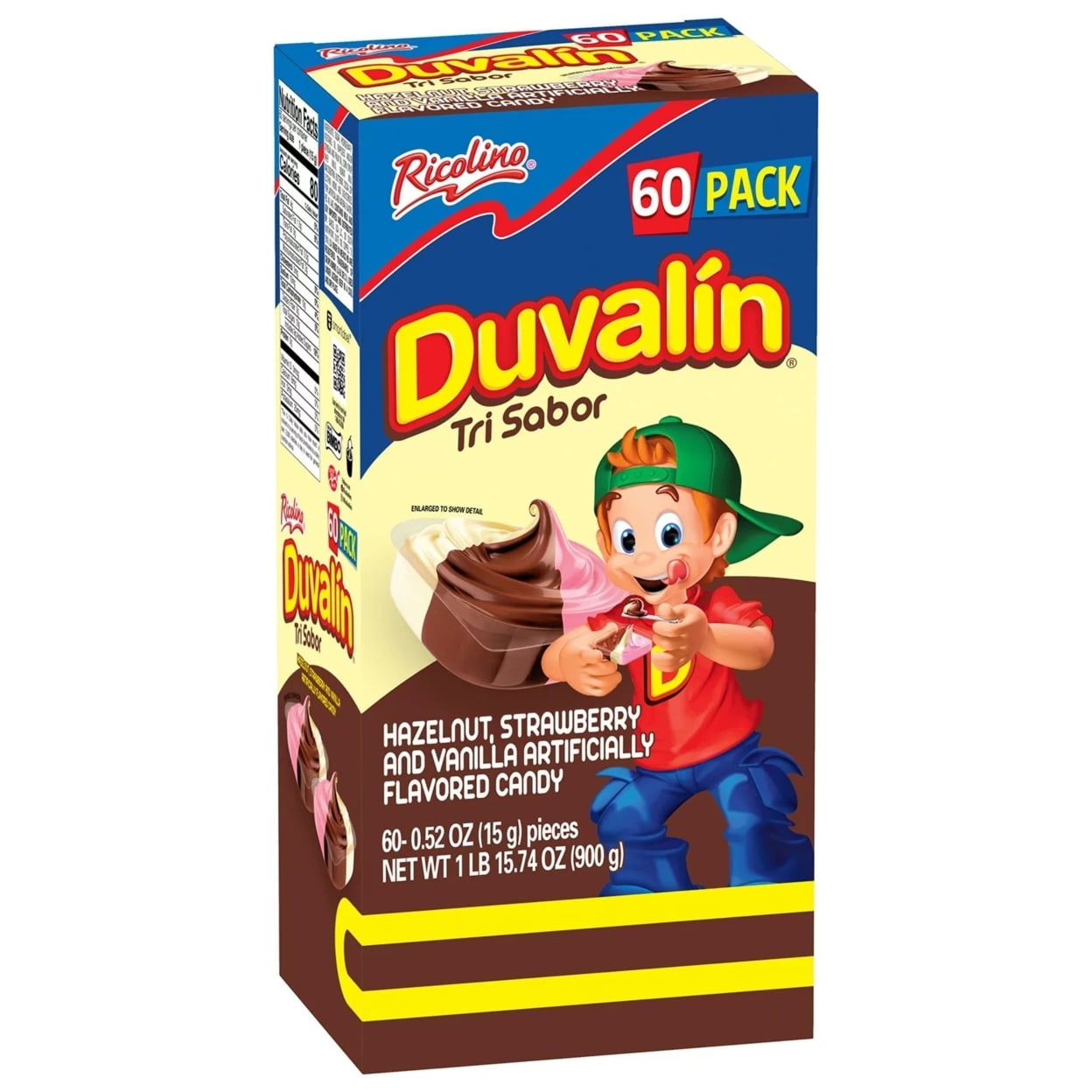 Ricolino Duvalin Trisabor Spread, Hazelnut, Strawberry, Vanilla, 0.52 Ounce, 60 Count - Walmart.com