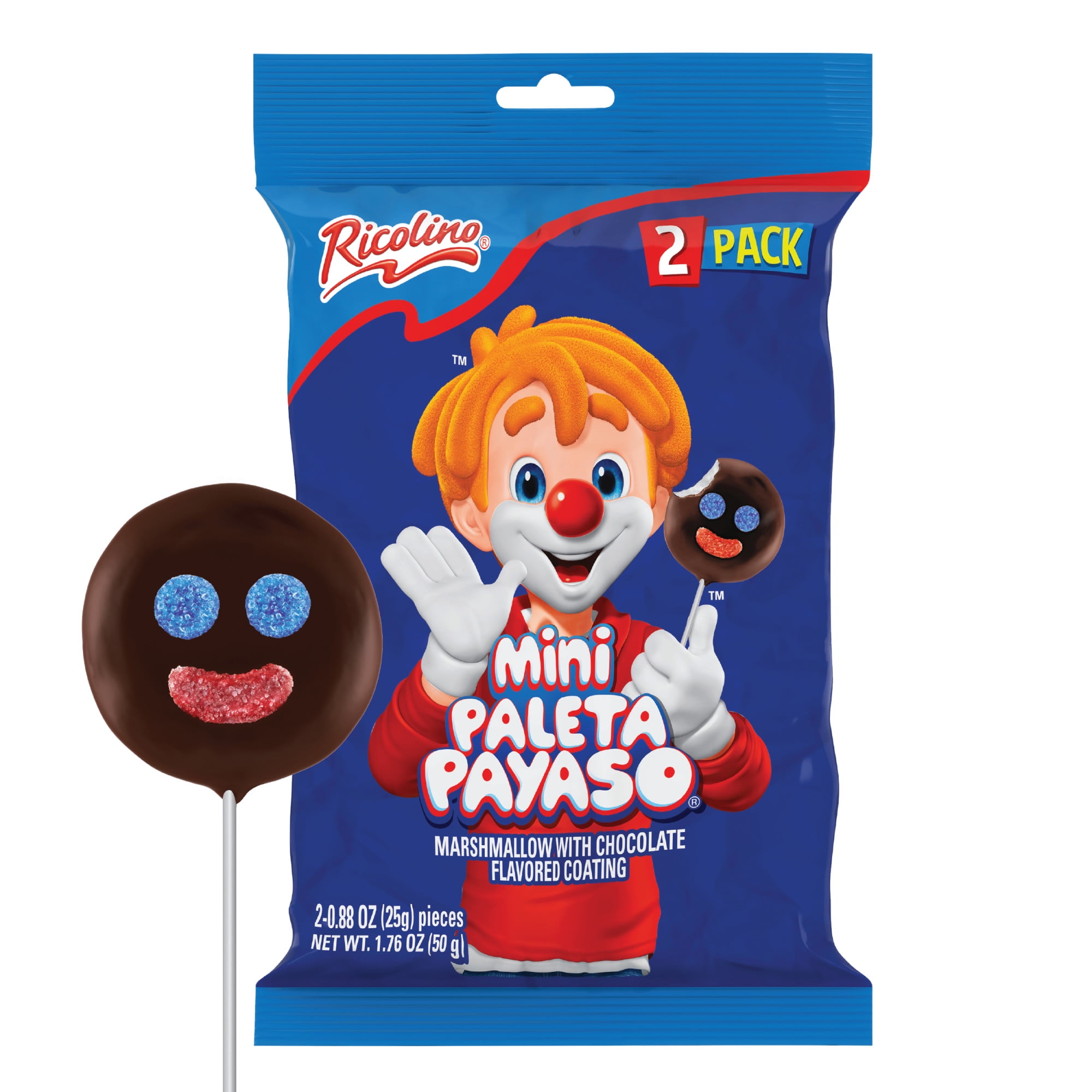 Ricolino Mini Paleta Payaso 2 ct Bag, 0.88 oz Chocolate Flavored ...