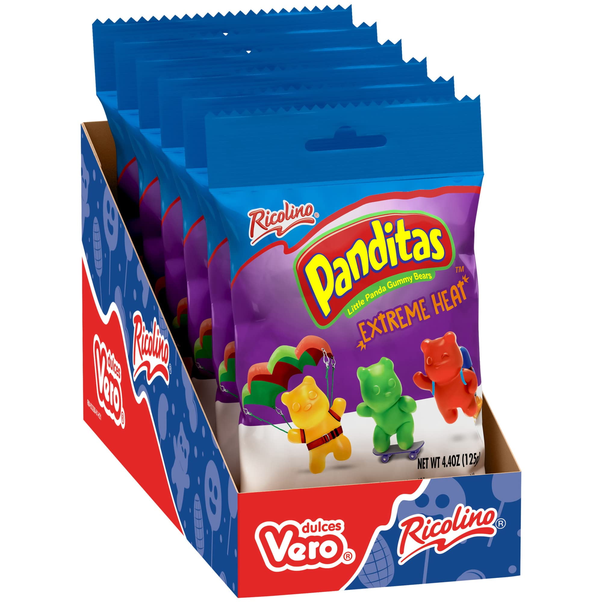Ricolino Panditas Little Panda IRF13 Extreme Heat Gummy Bears Candy Pack, Flavored Variety, 6 ...
