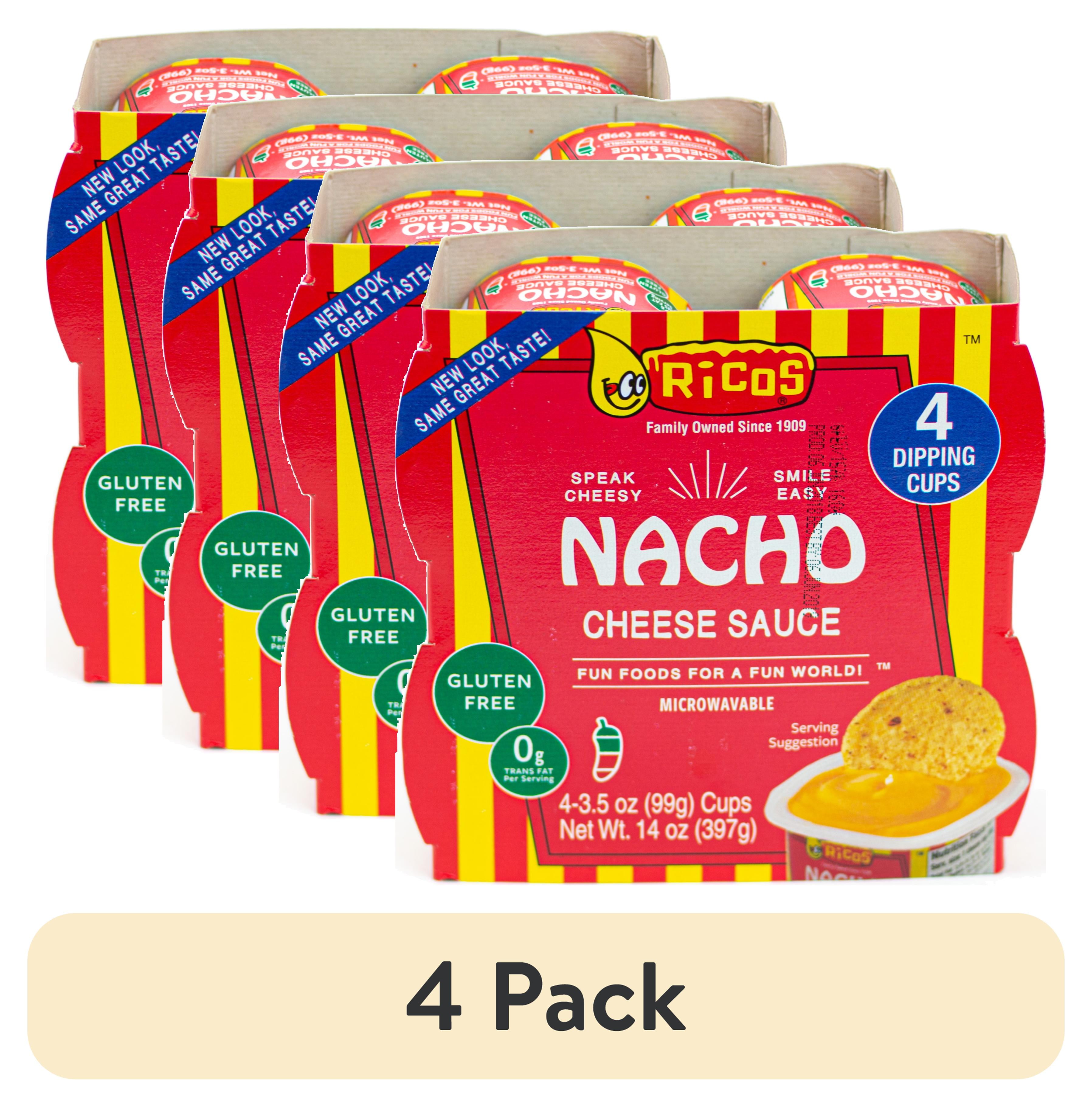 (4 pack) Ricos® Nacho Cheese Sauce 3.5oz Cup, 4 Count, Shelf-Stable ...