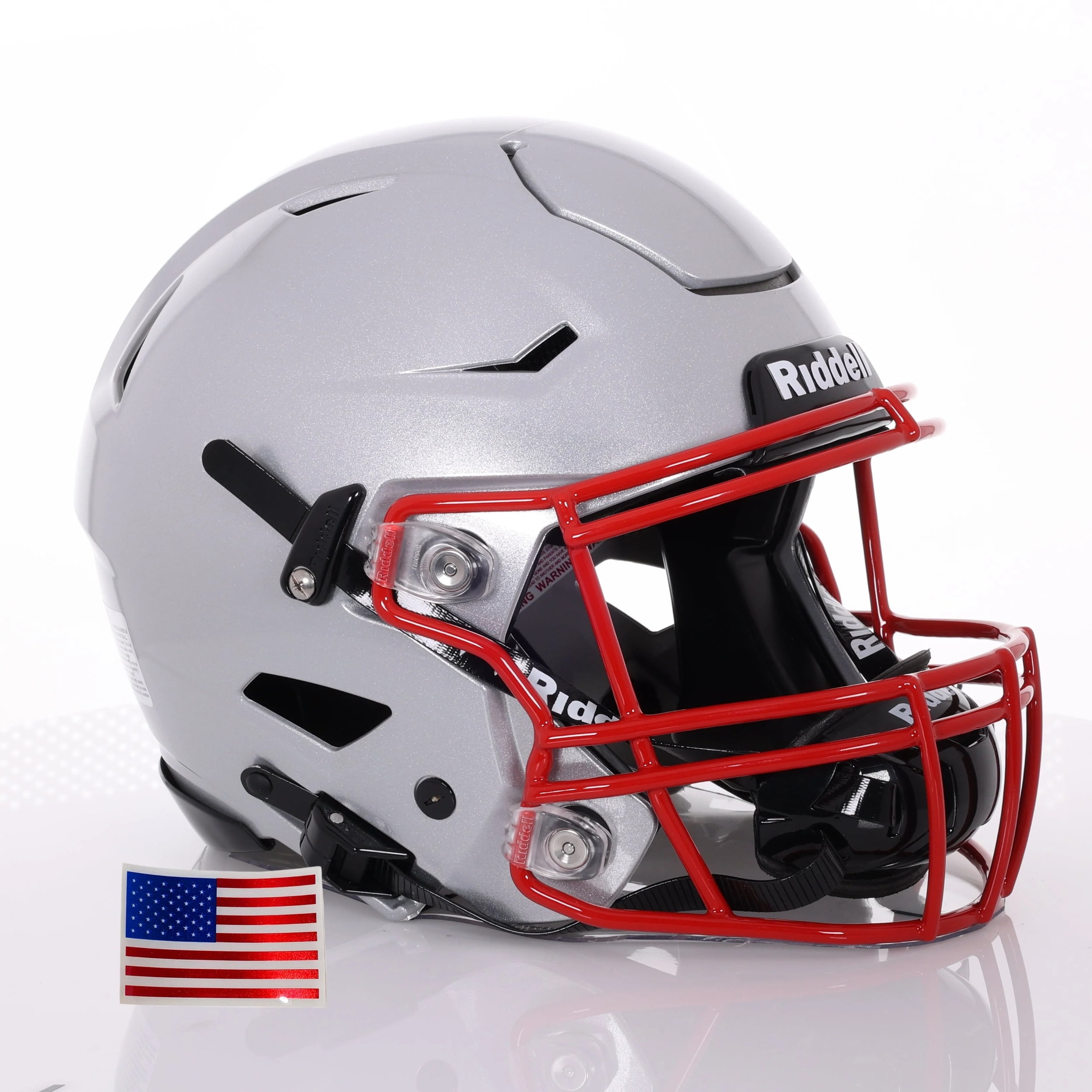 Riddell SpeedFlex ADULT Helmet - Scarlet SF-2BD Facemask (Silver Helmet ...