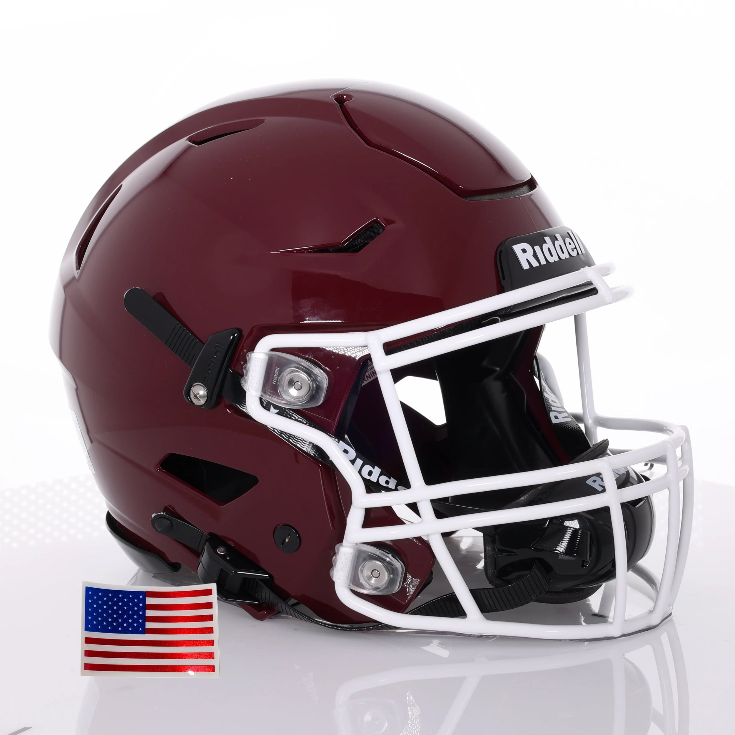 Riddell SpeedFlex ADULT Helmet - White SF-2BD Facemask (Maroon Helmet ...