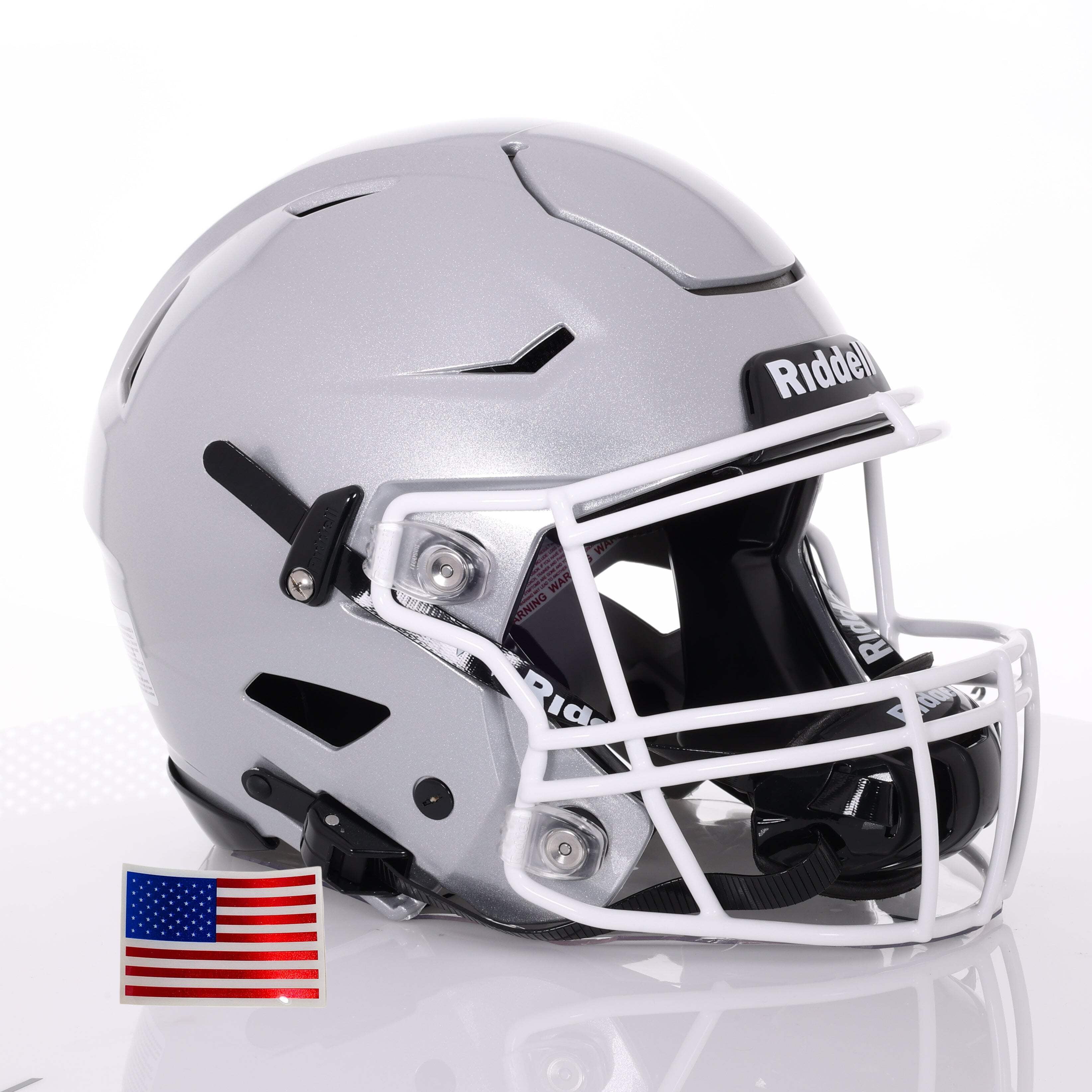 Riddell SpeedFlex ADULT Helmet - White SF-2BD Facemask (Silver Helmet ...