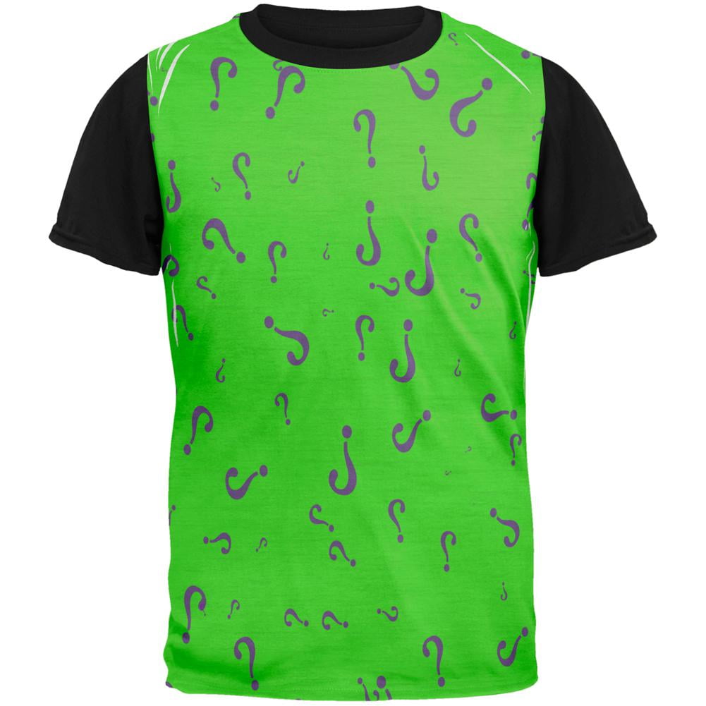 Riddle Me This Halloween Costume All Over Mens Black Back T Shirt Multi ...