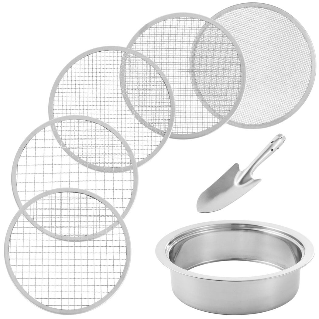 Riddle Sieve Set with 5 Sizes Interchangeable Meshes, Garden Potting ...