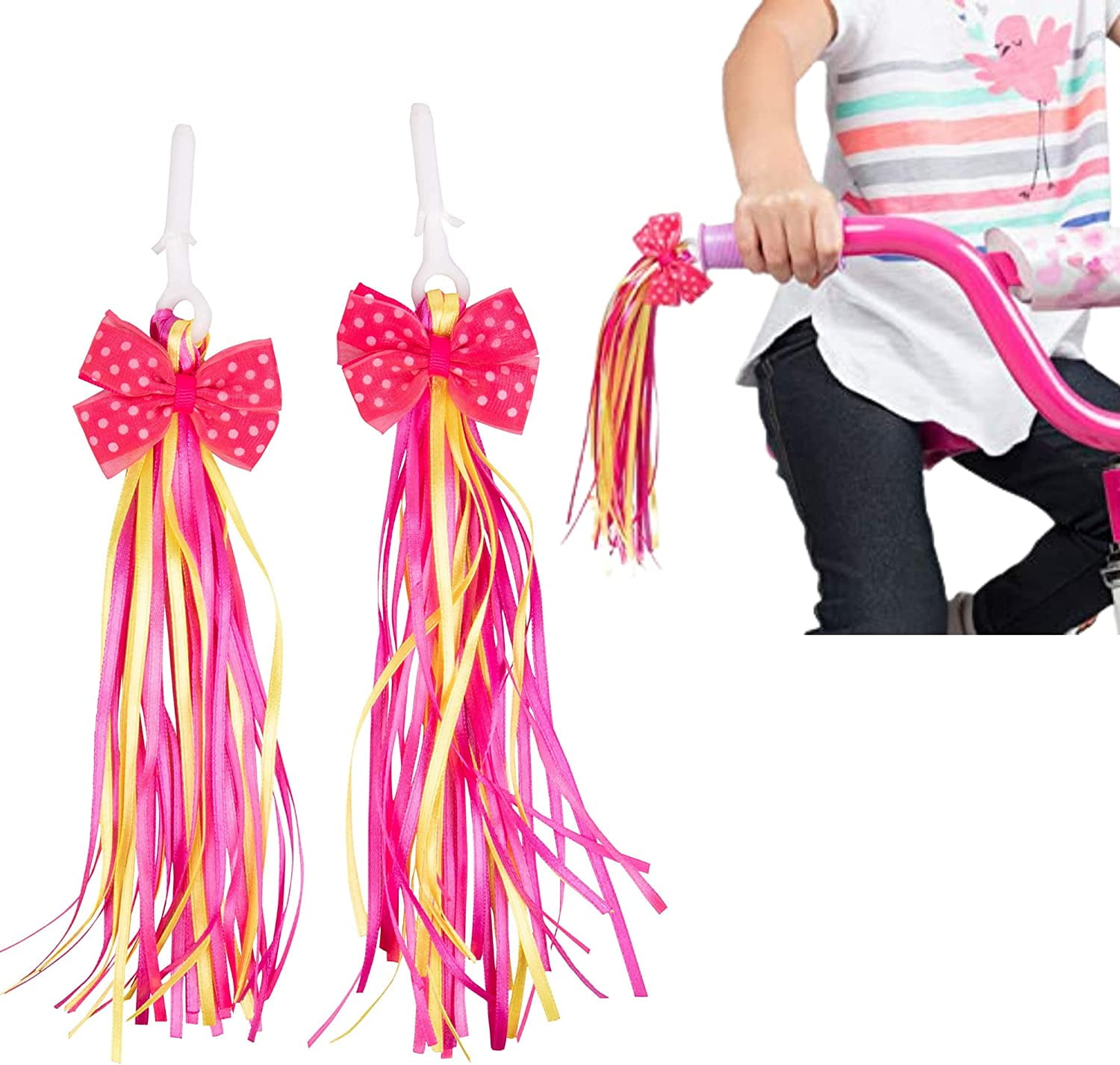 Ride Along Dolly Bike Handlebar Streamers (2 pk) - Pink & Yellow ...