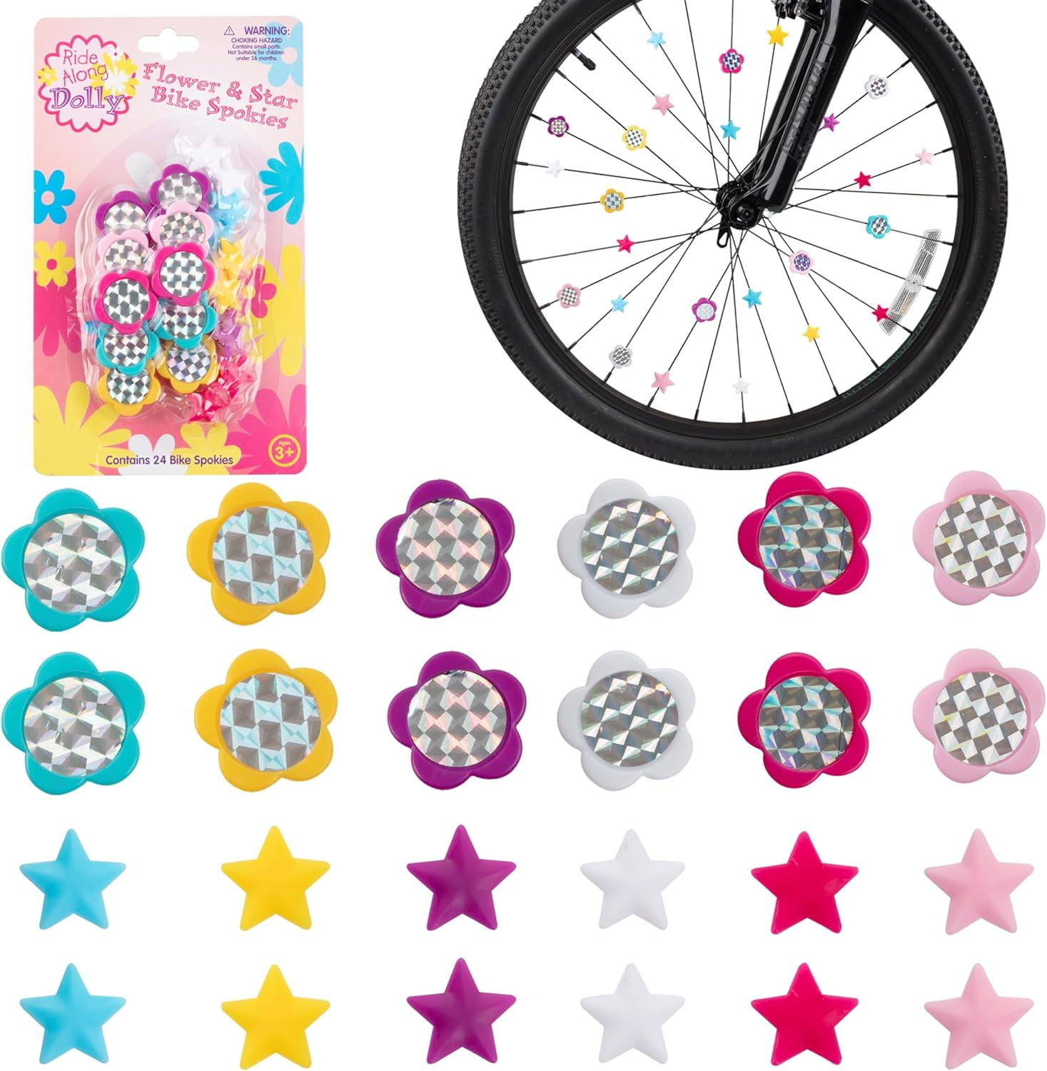 24 Pcs Bike Spokies Flower and Star Wheel Attachments – Colorful Easy ...