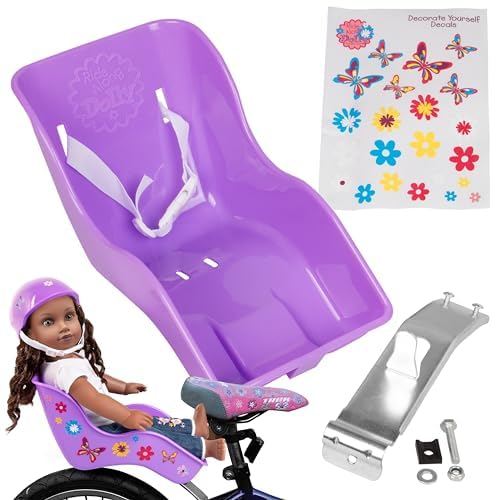 Ride Along Dolly Doll Bicycle Seat Bike Seat (Purple) with Decorate Yourself Decals (Fits ...