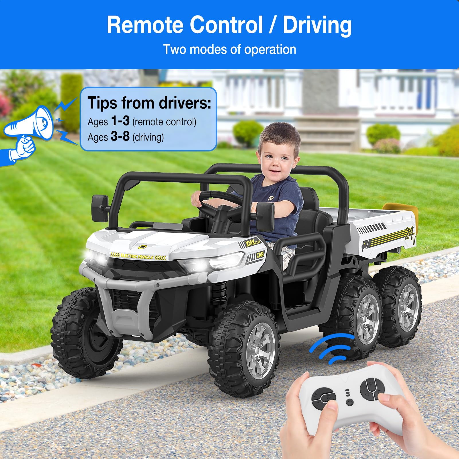 Ride On Dump Truck for Kids Ride On Car with Remote Control Electric ...