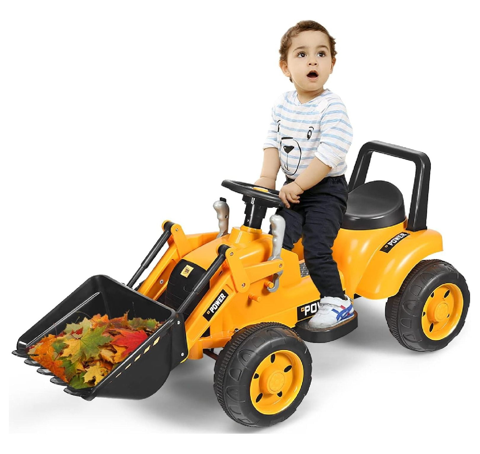 Ride On Excavator, 6V Battery Powered Wheeled Loader Digger with ...