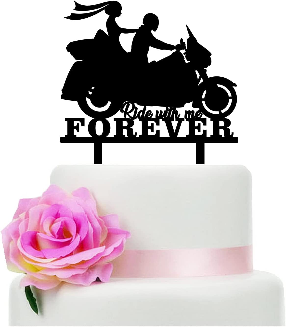 Ride with Me Forever Motorcycle Wedding Cake Topper, Funny Bride and ...