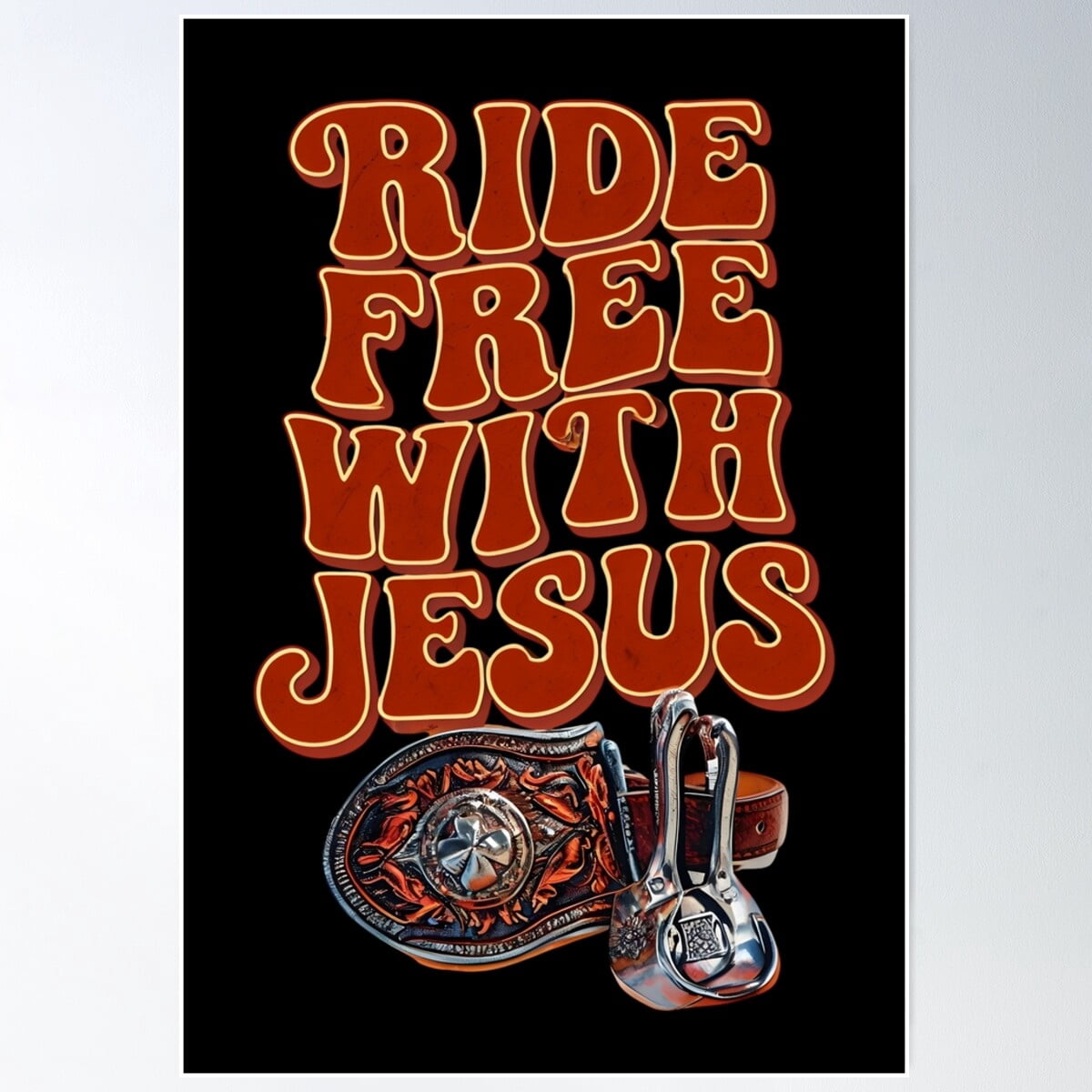 Ride Free With Jesus | Western Christian Cowgirl Design Poster Wall Art ...