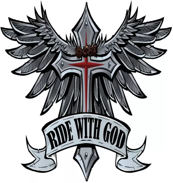 Ride With God Wings And Cross Stickerphone Decal Water Bottle Stickers ...