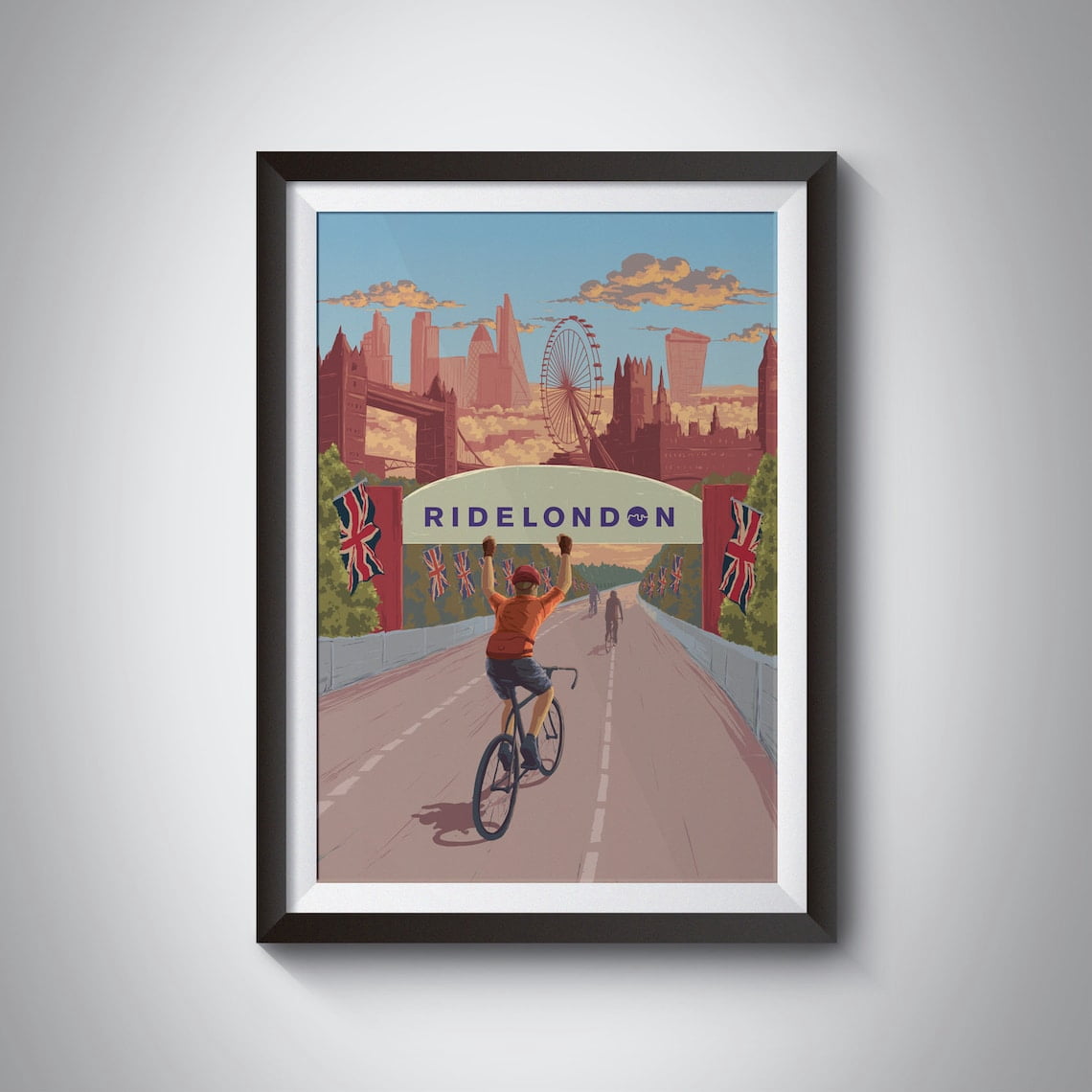 Ride London Surrey 100 Cycling Poster, Cycle Touring, Sportive, Box ...