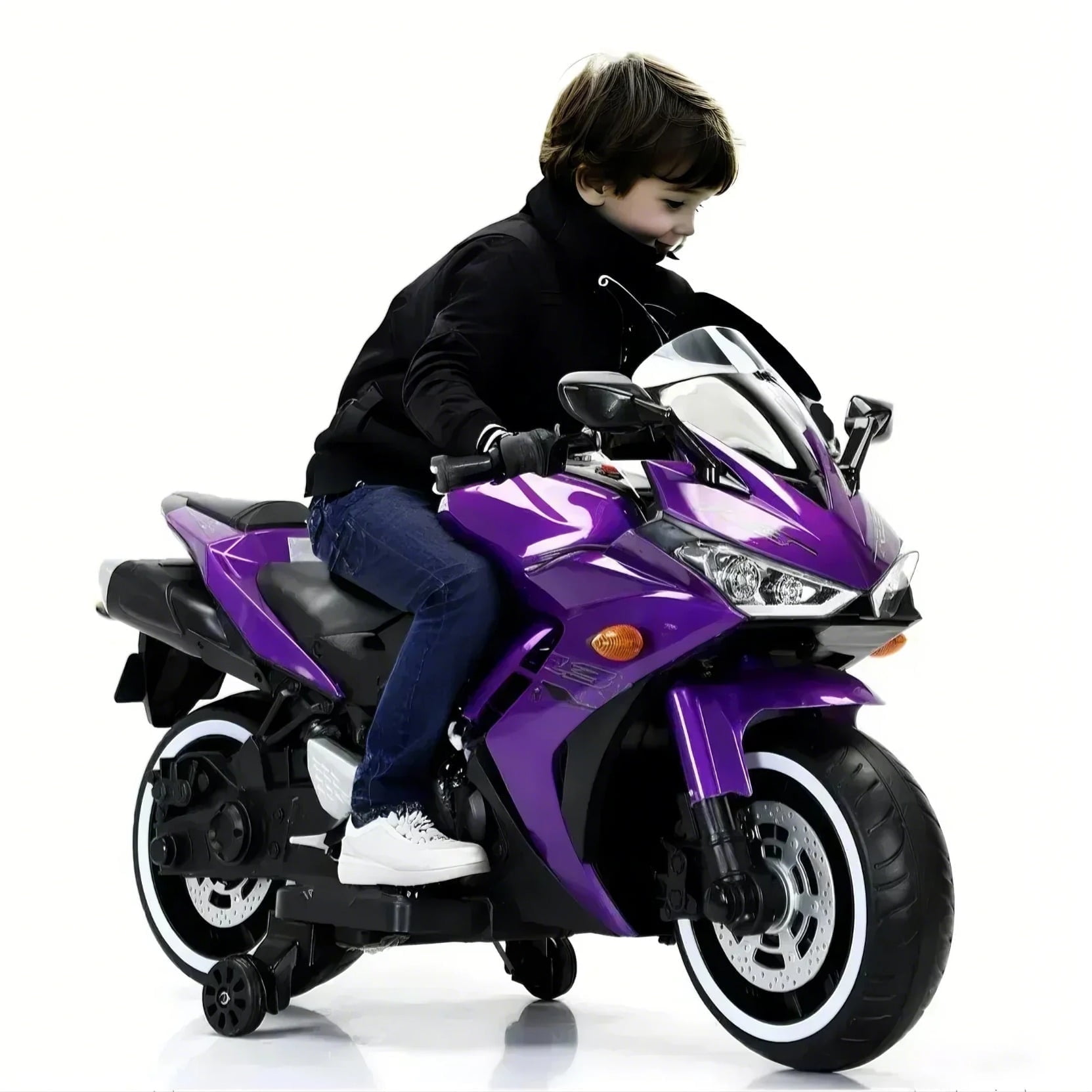 Ride On Motorcycle for Kids, 12V 7AH Kids Electric Motorcycle Toys with Training Wheels, Light ...