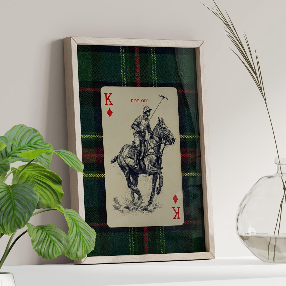 Ride-Off King Of Diamonds Polo Player Classic Equestrian Sports Plaid ...