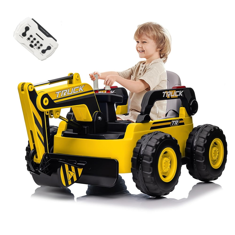 Ride On Excavator for Kids, 4WD Electric Excavator Toy, 12V Battery ...
