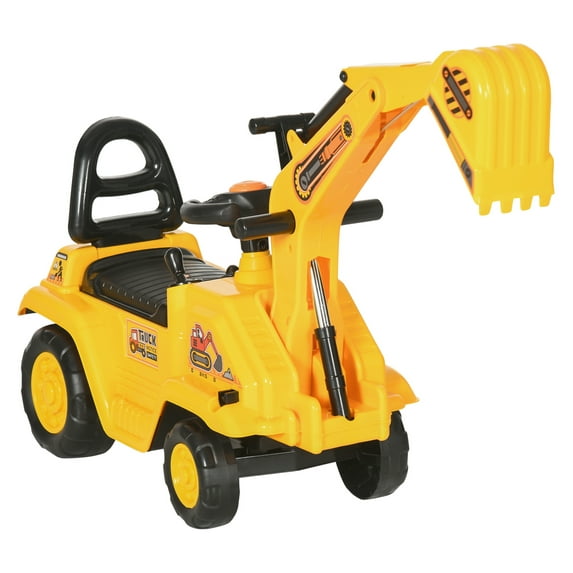 Ride On Excavator Pull Cart, Kids Digger Ride on Truck with Horn, Under ...