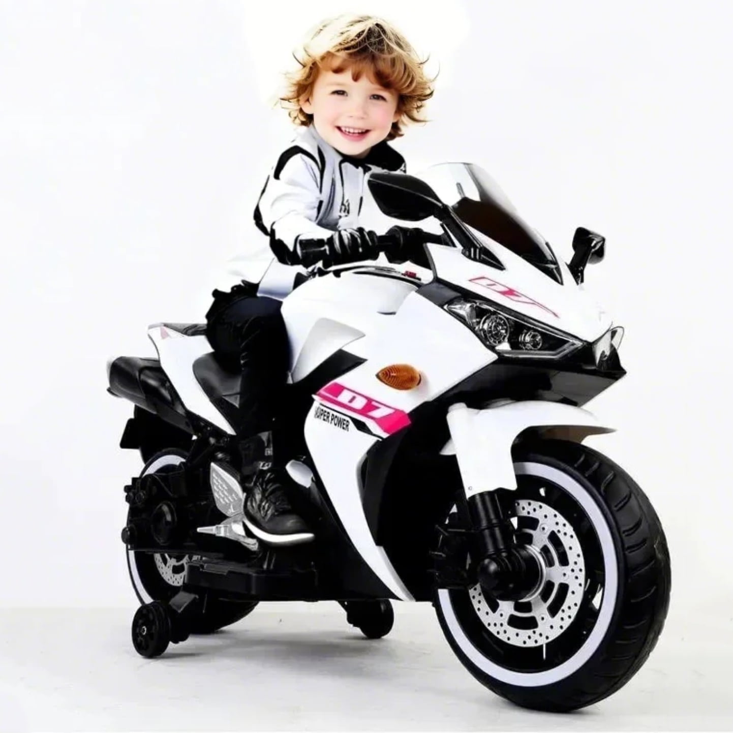 Ride On Motorcycle for Kids, 12V 7AH Kids Electric Motorcycle Toys with Training Wheels, Light ...