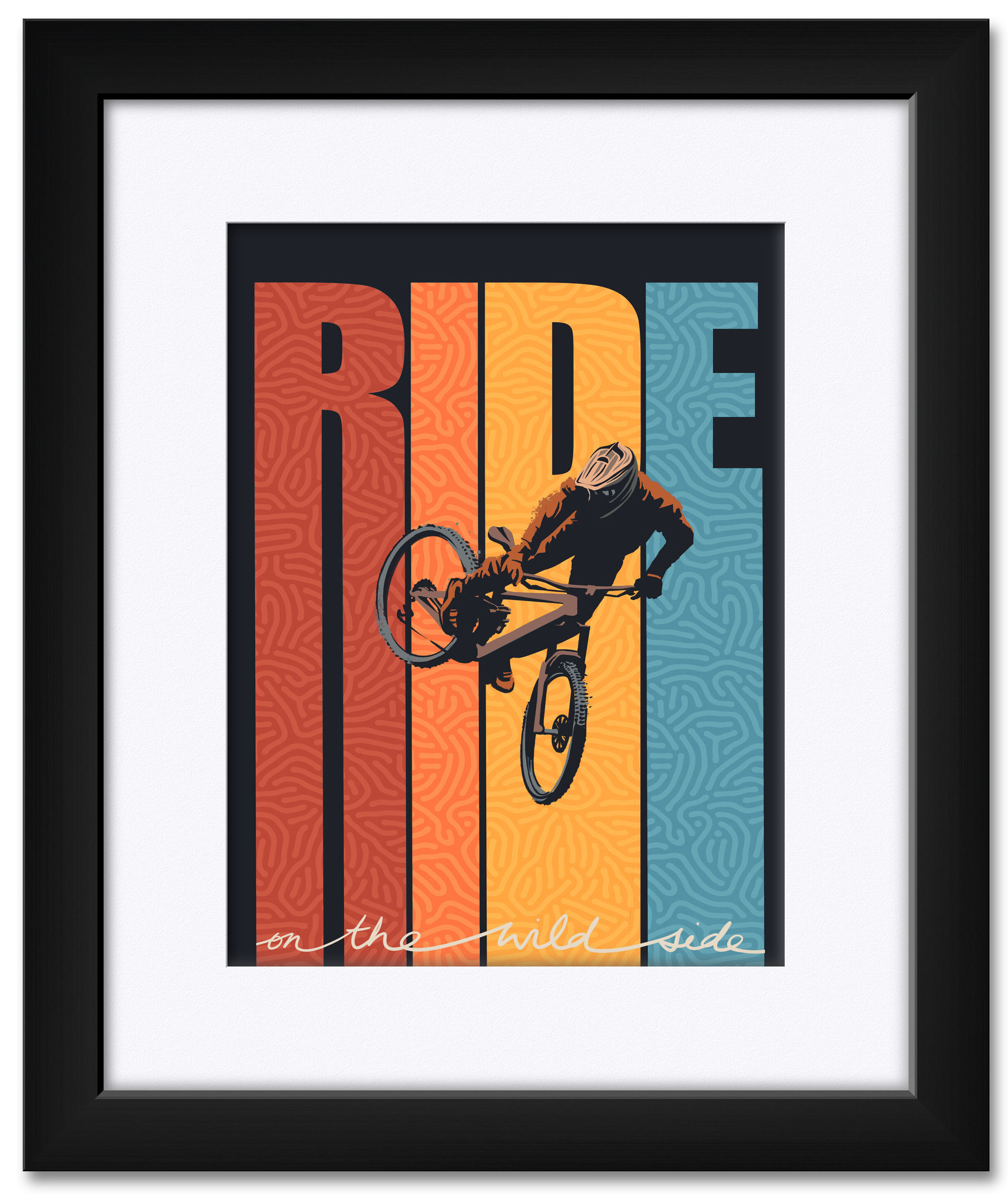 Ride On The Wild Side Mountain Bike Professionally Framed & Matted Art ...