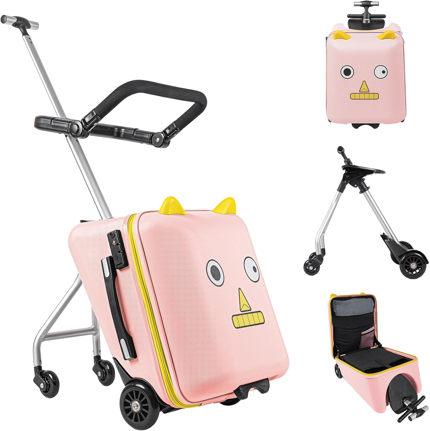 Ride on Suitcase for Kids, 20 inch Hardside Luggage Ride on,Large ...